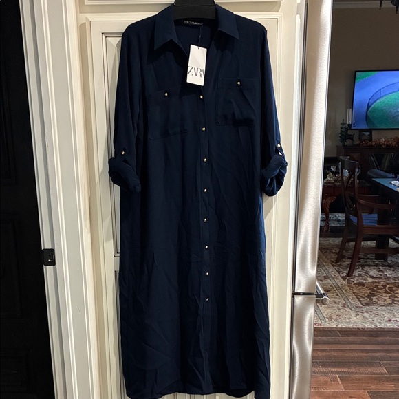 Zara | Dresses | Zara Midnight Blue Dress | Poshmark